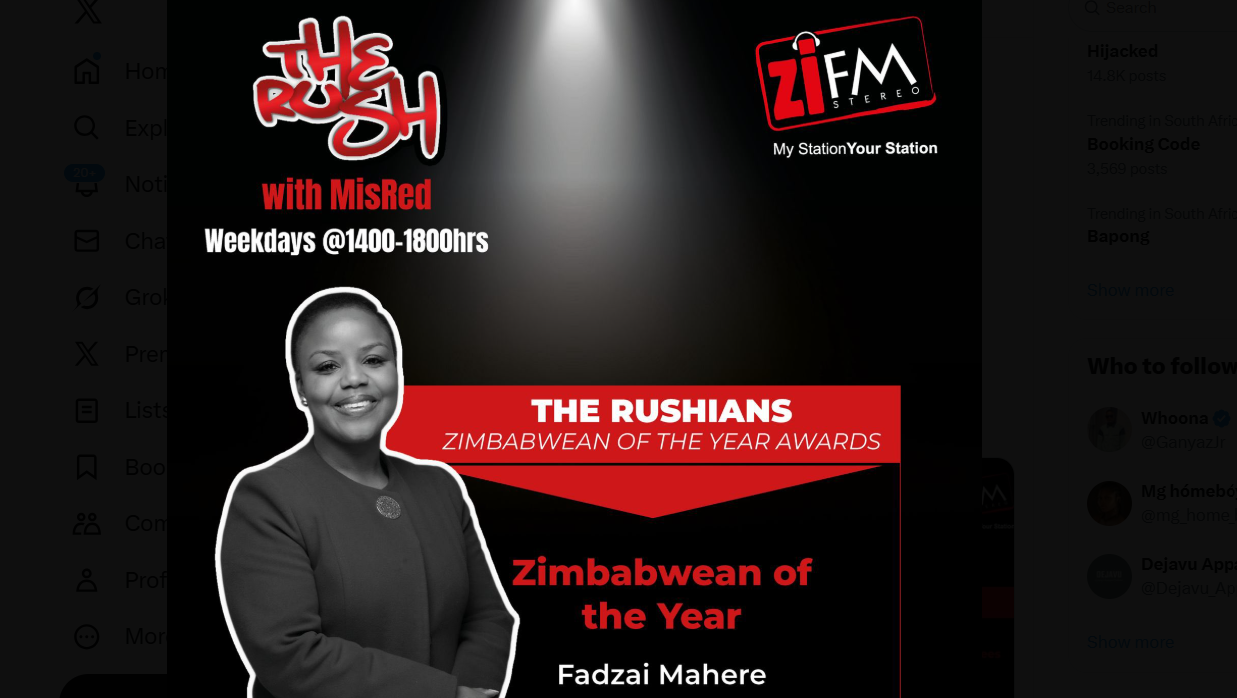 Fadzayi Mahere Crowned ZiFM Stereo’s 2025 Zimbabwean of the Year ...